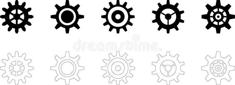Cogwheel Machine Gear Icon. Set of Gear Wheels Stock Vector ...