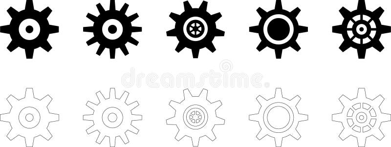 Cogwheel Machine Gear Icon. Set of Gear Wheels Stock Vector ...