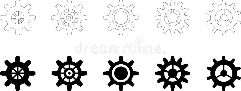 Cogwheel Machine Gear Icon. Set of Gear Wheels Stock Vector ...