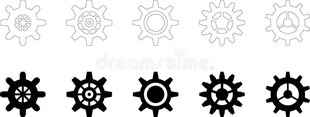 Cogwheel Machine Gear Icon. Set of Gear Wheels Stock Vector ...