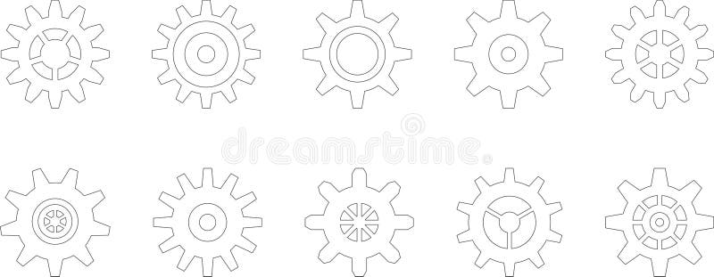 Cogwheel Machine Gear Icon. Set of Gear Wheels Stock Vector ...