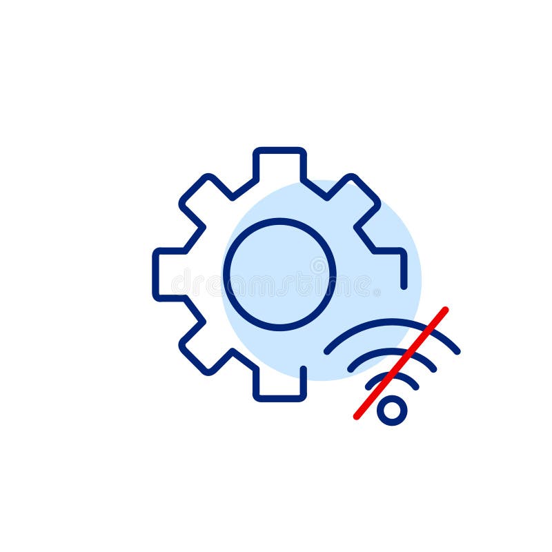 Cogwheel and No Wi-fi Symbol. Remote Maintenance Service, Security ...