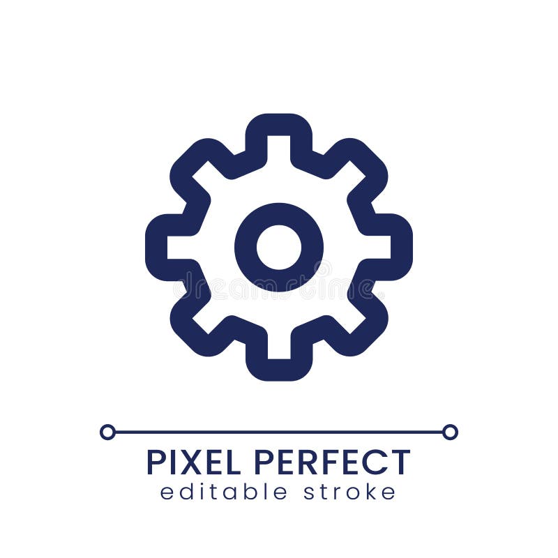 Cogwheel Pixel Perfect Linear Ui Icon Stock Vector - Illustration of ...