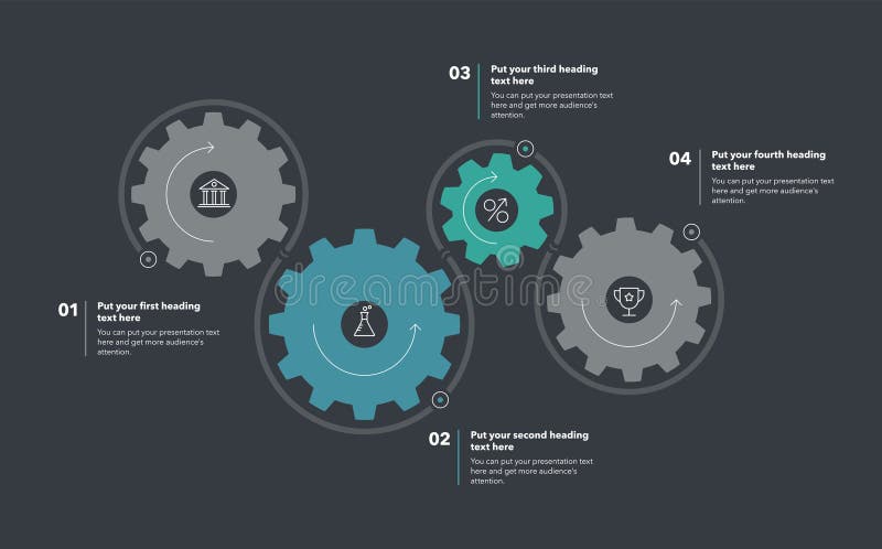 Cogwheel Process Template with Four Steps - Blue Version Stock Vector ...