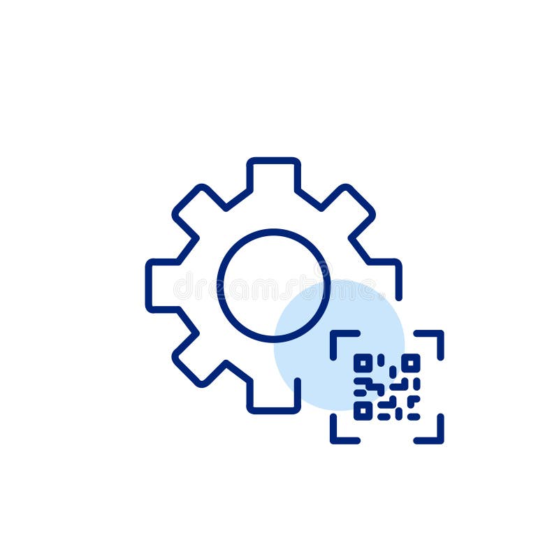 Cogwheel and Qr Code. Digital Workflow, Efficient Operations and ...