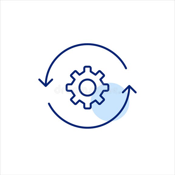 Cogwheel in Refresh Arrows. System Update, Auto-sync Settings, Background Processing, Automated ...