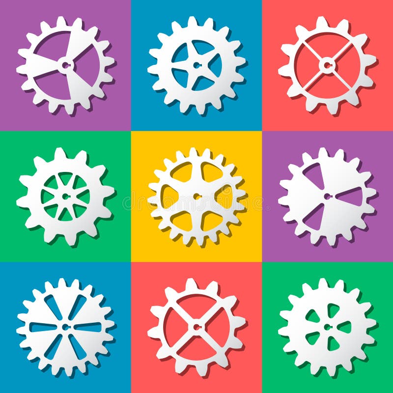 Cogwheel set isolated. stock vector. Illustration of generated - 62361607