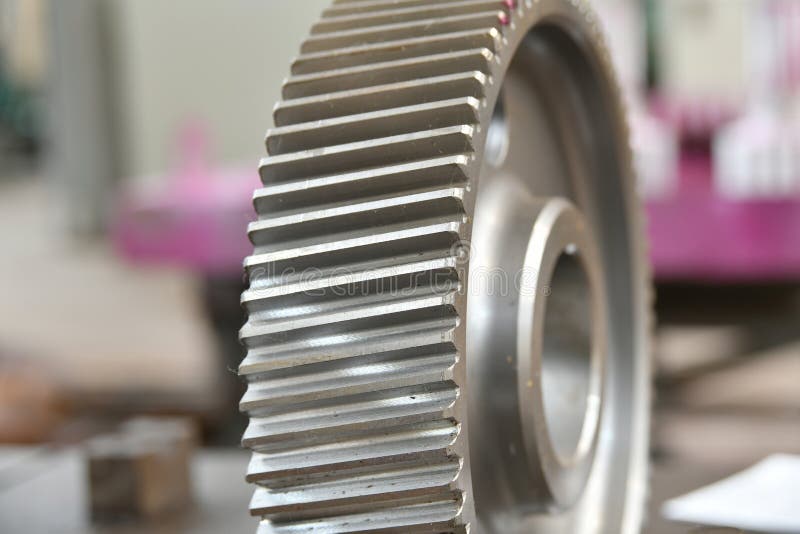 Cogwheel with a Slanting Tooth after Manufacturing at the Factory Stock ...