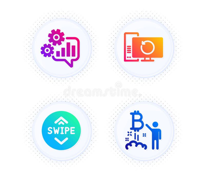 Cogwheel, Swipe Up and Recovery Computer Icons Set. Bitcoin Project ...