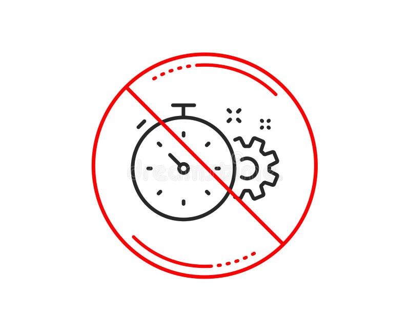 Cogwheel with Timer Line Icon. Engineering Tool Sign. Vector Stock ...