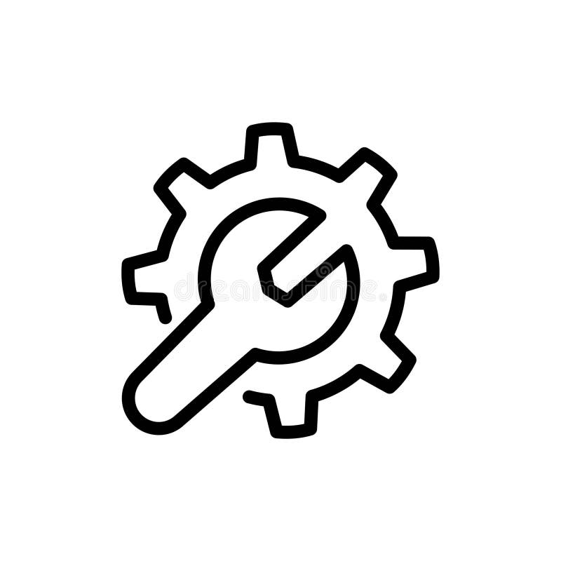 Cogwheel and Wrench Line Icon. Symbol of Adjustment, Repairs, Technical ...