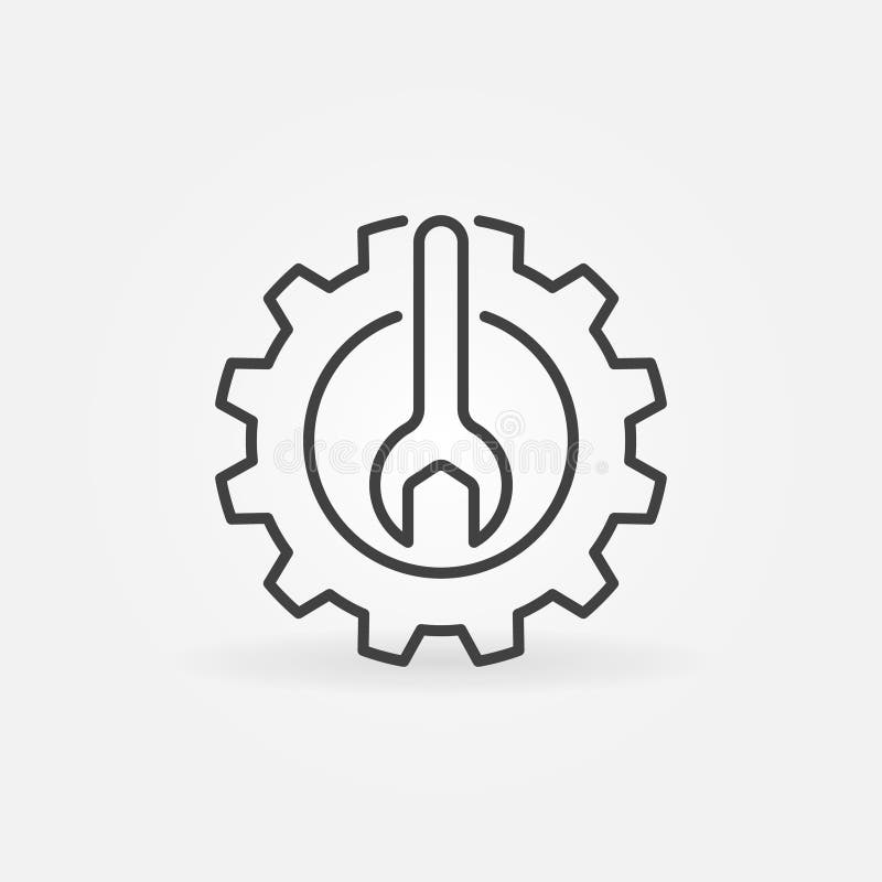 Cogwheel with Wrench Linear Vector Concept Icon Stock Vector ...