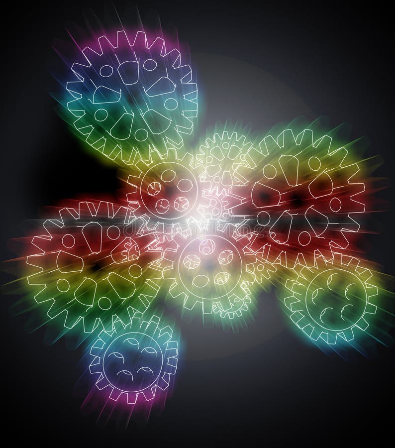 Cogwheels in Colorful Rainbow Technology Flare Stock Illustration ...