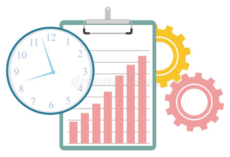Time Management Clipboard Clock and Cogwheels Stock Vector ...