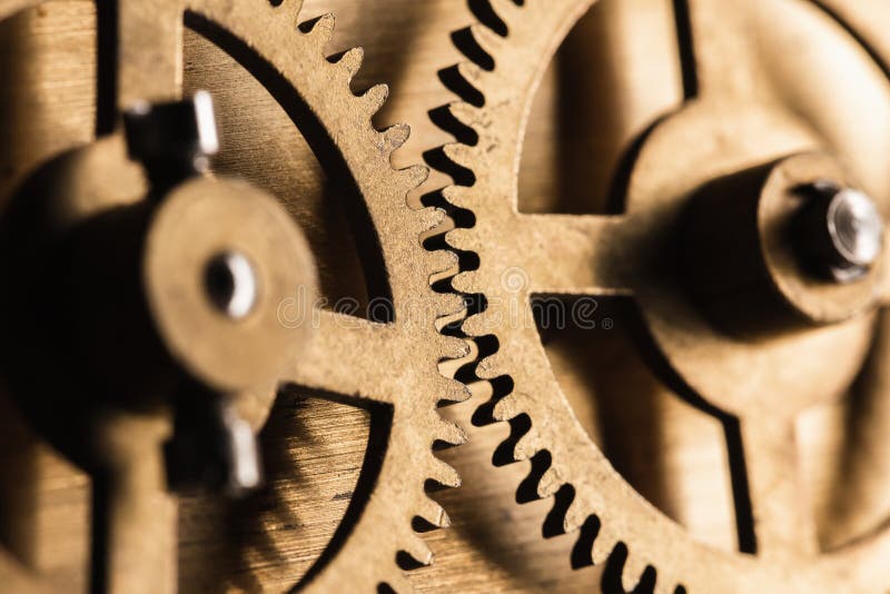 Cogwheels of a Vintage Clock, Close Up Photo Stock Image - Image of ...