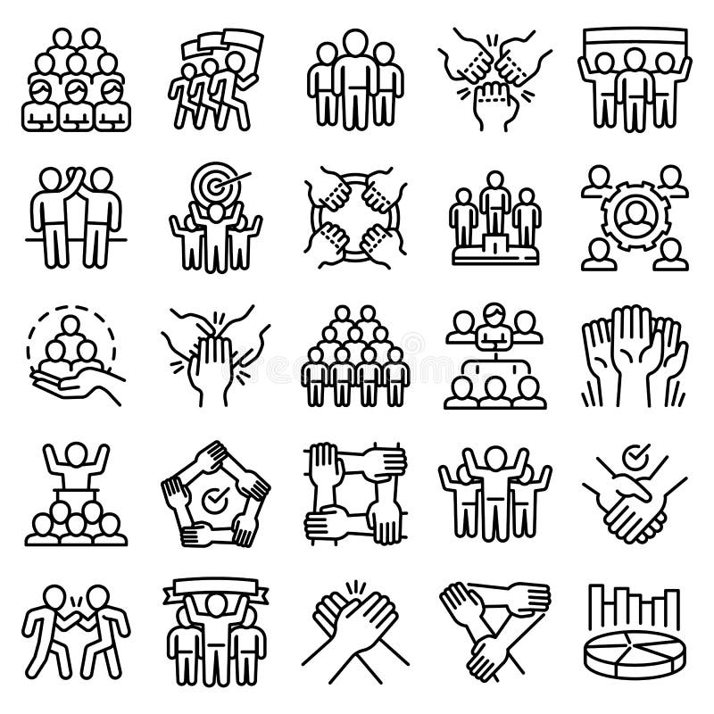 Cohesion Teamwork Hands Icon, Outline Style Stock Vector - Illustration ...