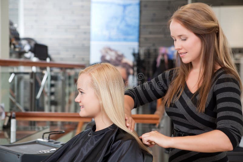 Les Cheveux De Cutting Client De Coiffeur Photo stock - Image du ...