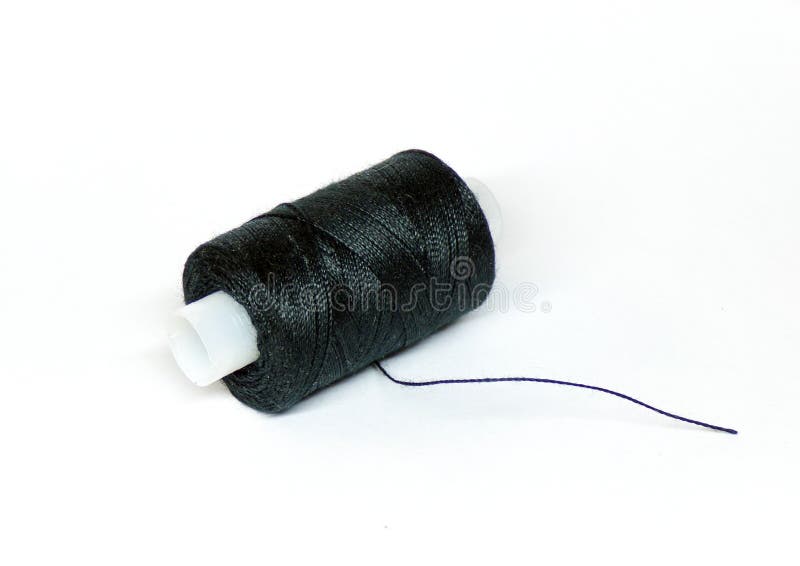 The Coil of Black Threads is Isolated on a White Background. Stock ...