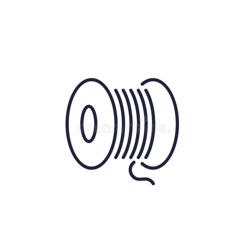 Cable Reel, in Line Design. Cable, Reel, Wire, Spool on White ...