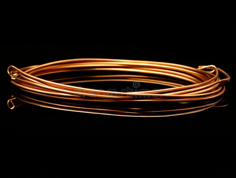 A Coil of Copper Wire on a Black Background Stock Photo - Image of ...