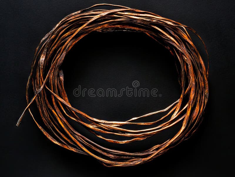 A Coil of Copper Wire on a Black Surface Stock Photo - Image of ends ...