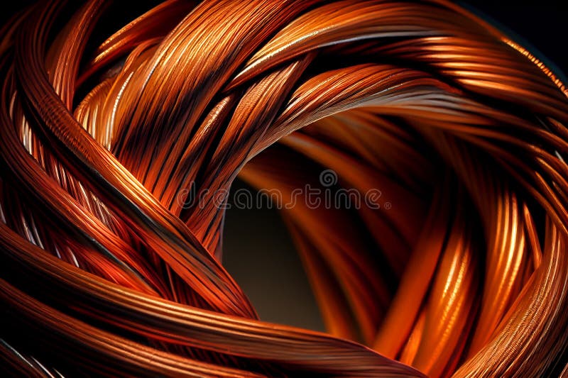 Coil of Copper Wire Closeup Illustration Generative AI Stock ...
