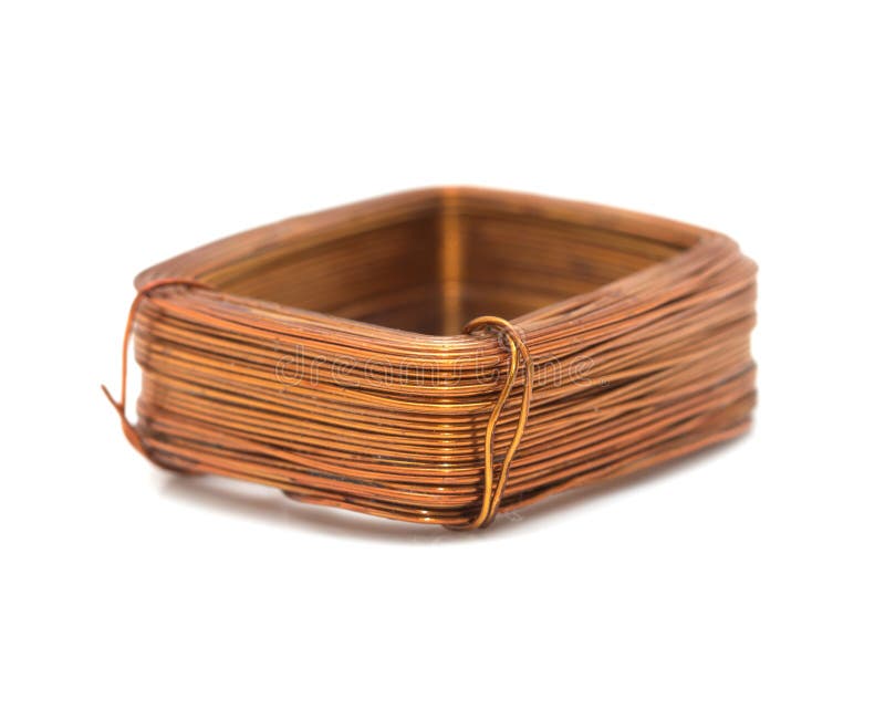 A Coil of Copper Wire on a White Background Stock Image - Image of view ...