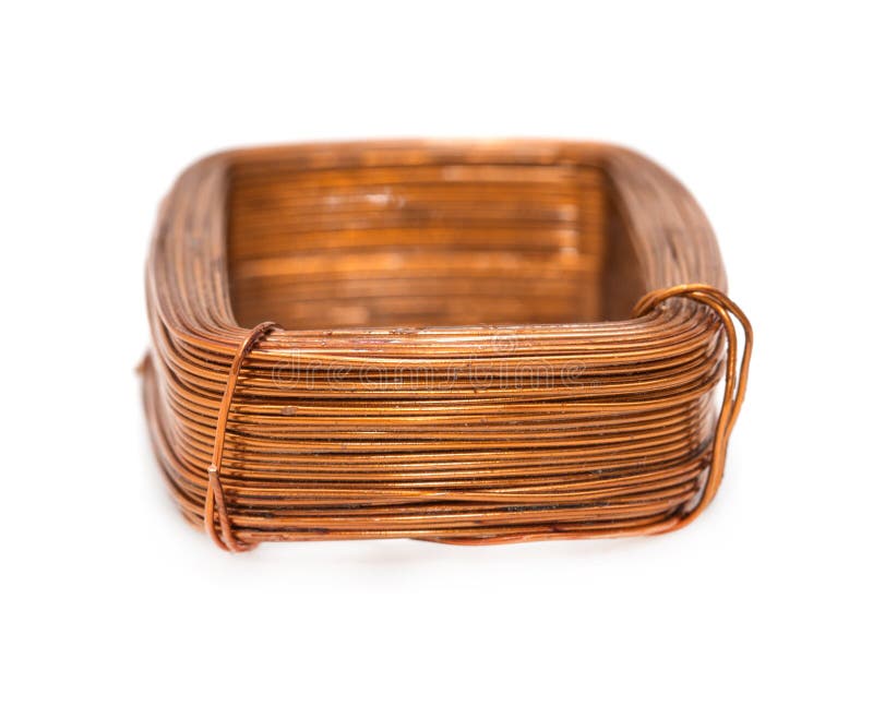 A Coil of Copper Wire on a White Background Stock Image - Image of ...