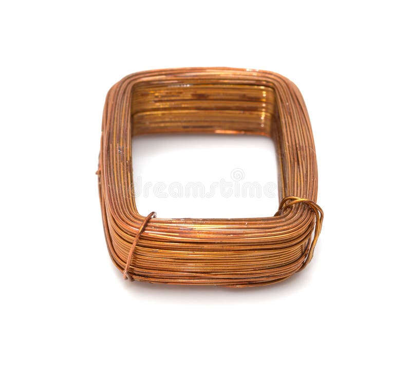 A Coil of Copper Wire on a White Background Stock Photo - Image of ...