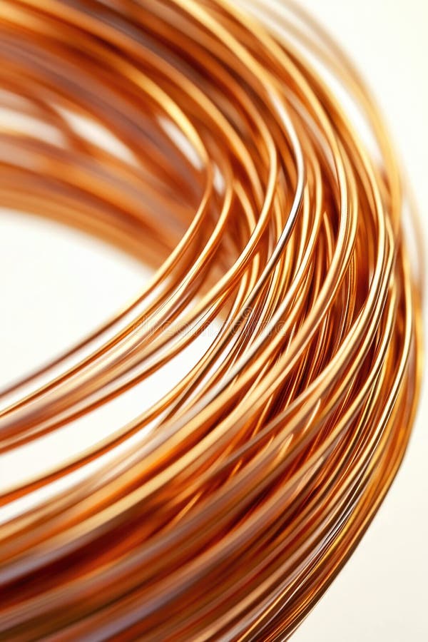 A Coil of Copper Wire on a White Surface Stock Photo - Image of copper ...