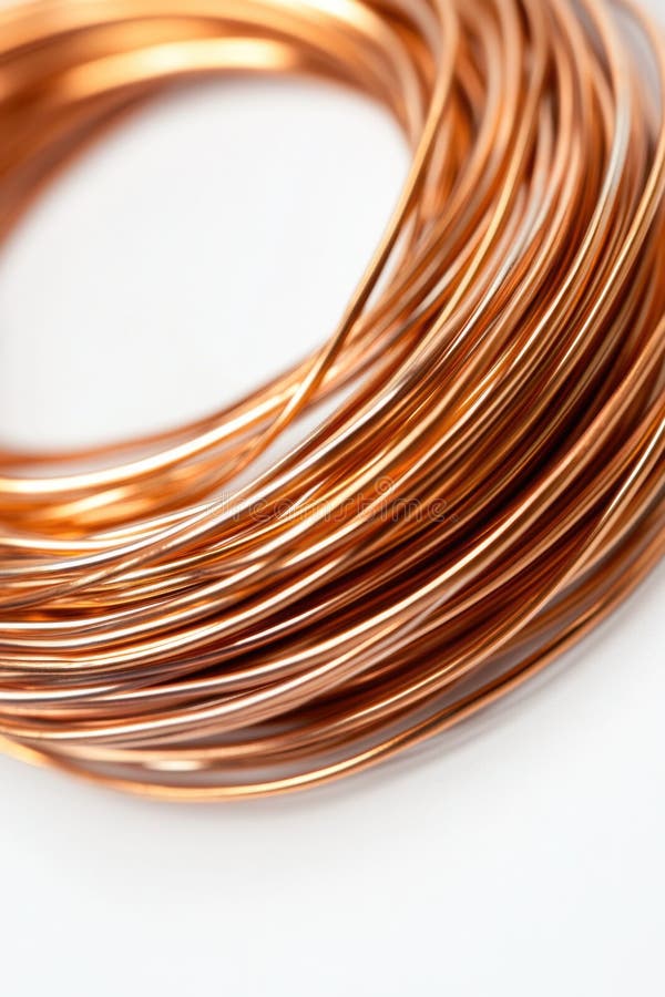 A Coil of Copper Wire on a White Surface, Perfect for Technical and ...