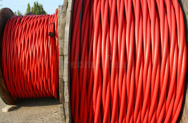 Coil of High Voltage Power Cable the Power the Electric Utilities Stock ...