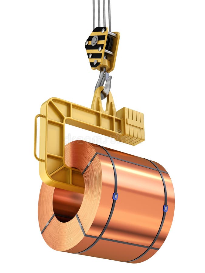 Coil Lifter with Copper Coil and Crane Hook Stock Illustration ...