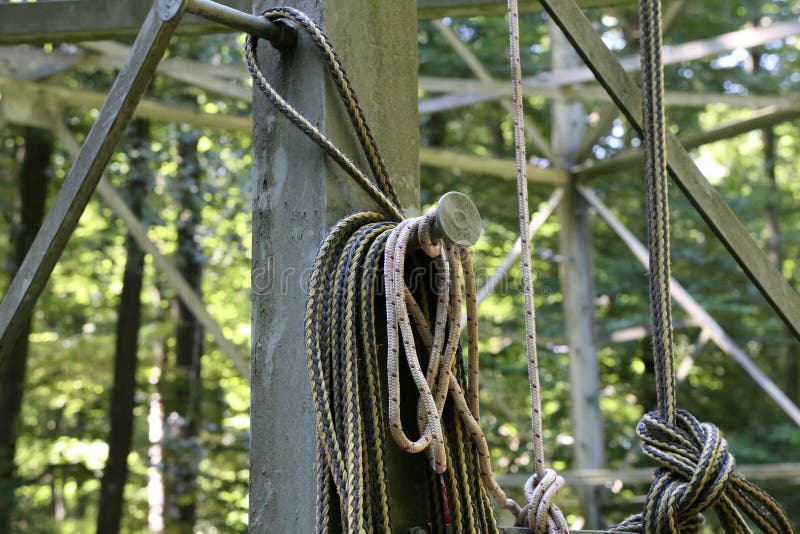 A Long Rope Coil Hangs on a Metal Structure Stock Image - Image of ...