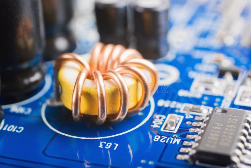 Coil on a motherboard stock photo. Image of equipment - 9773240