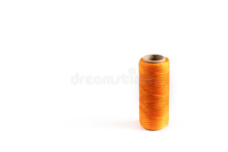 A Coil of Orange Thread. Spool of Colored Threads on a White Background ...