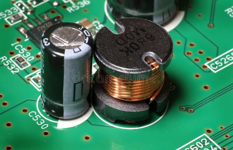 Coil and Other Electronic Components. Stock Photo - Image of copper ...