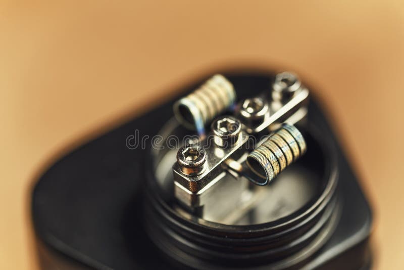Coil of RDA Atomizer for Vaping or E-cigarette, Vape Macro Footage ...