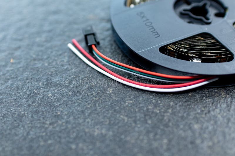 Coil of Rgb Led Strip on a Black Table. Led Strip for Creative Lighting ...