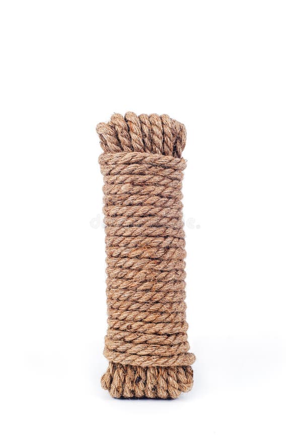 Coil of Rope Standing on White Background Stock Photo - Image of secure ...