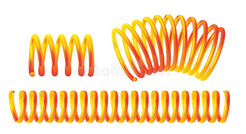 Set Coil Spring Twisted, Metal Industrial Coil Isolated. 3d Rendering ...