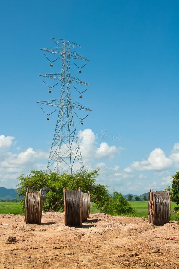 Coil voltage lines stock photo. Image of pylon, cable - 60543780