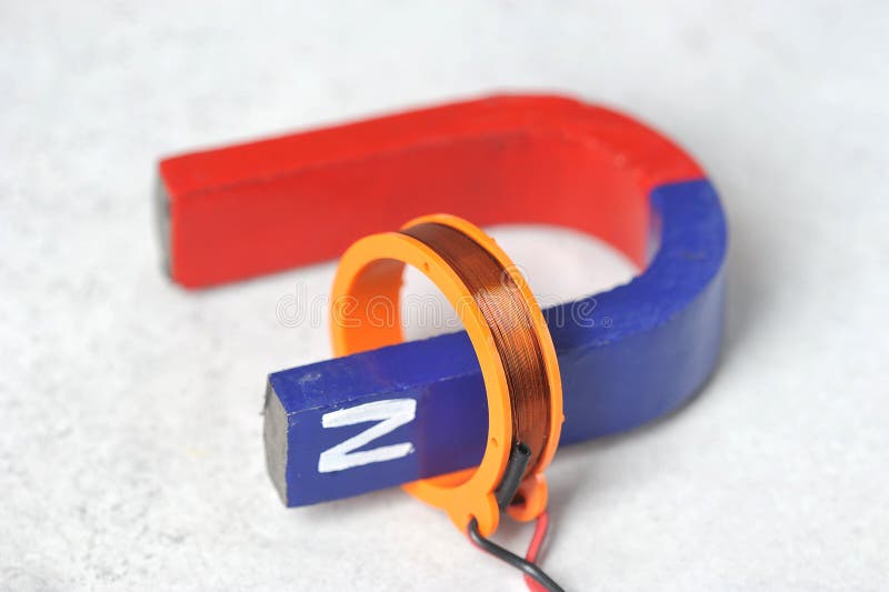 Coil with the Wire is Put on the Negative Pole of the Arc- Shaped ...