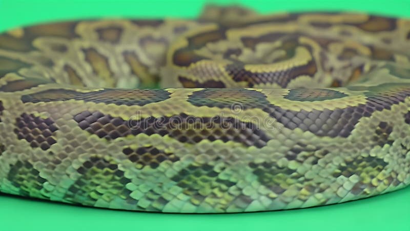 Coiled African Rock Python Isolated on Green Screen Python Sebae 3D Rendering Stock Footage ...