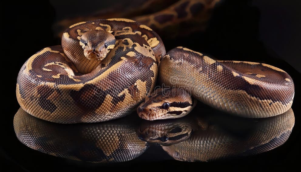 Coiled Ball Python in Striking Detail, Showcasing Mesmerizing Patterns ...