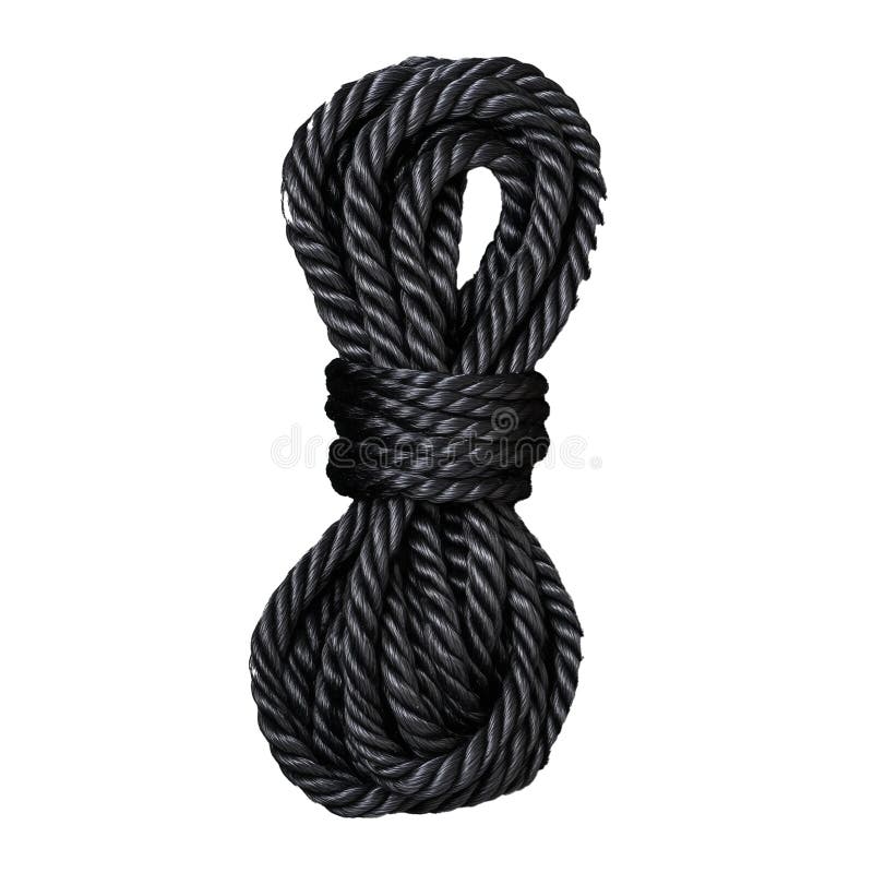 Coiled Black Rope on a Transparent Background for Versatile Use Stock ...