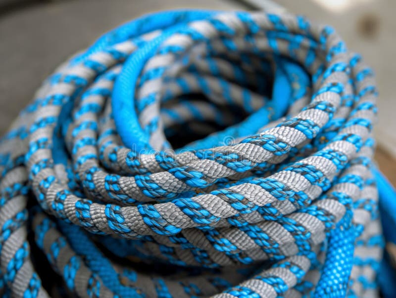 Coiled Blue and Grey Rope stock photo. Image of binding - 315746348