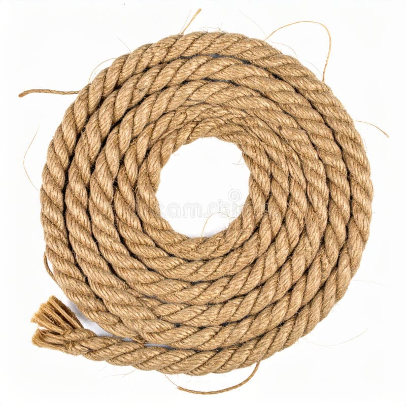Coiled Brown Hemp Rope on White Background Stock Illustration ...