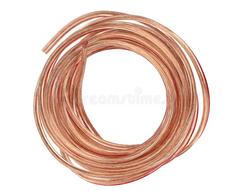 Coiled Copper Wire with Transparent Red Insulation Isolated on White ...
