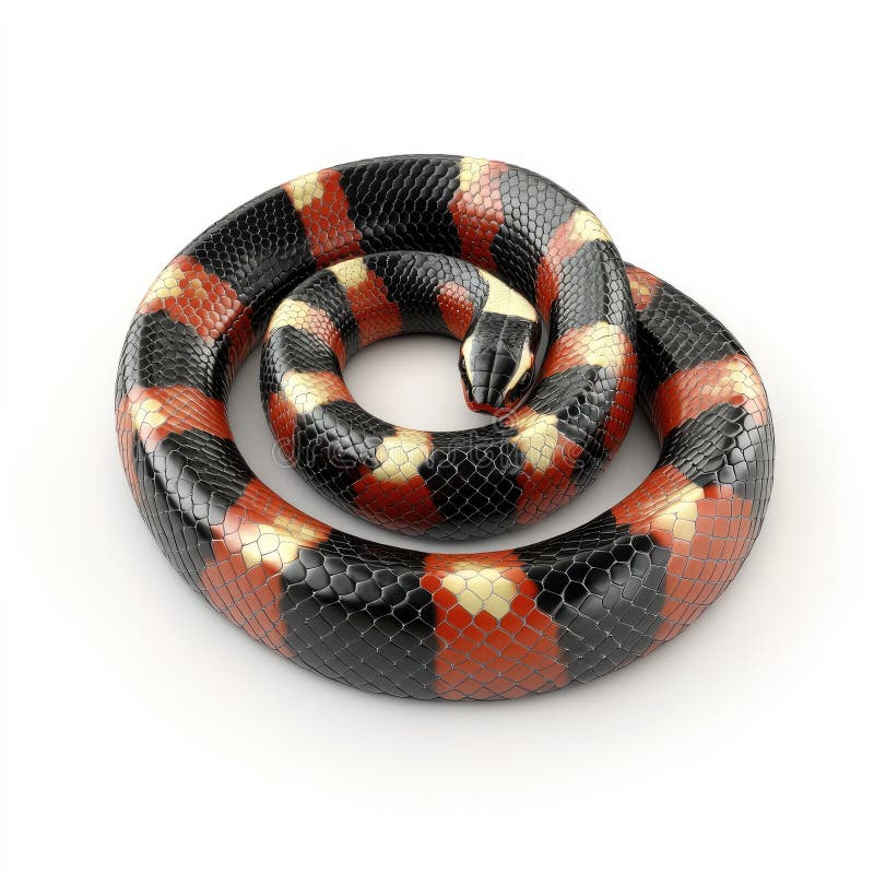 Stunning Coral Snake Coiled in a Circle on White Background Stock ...